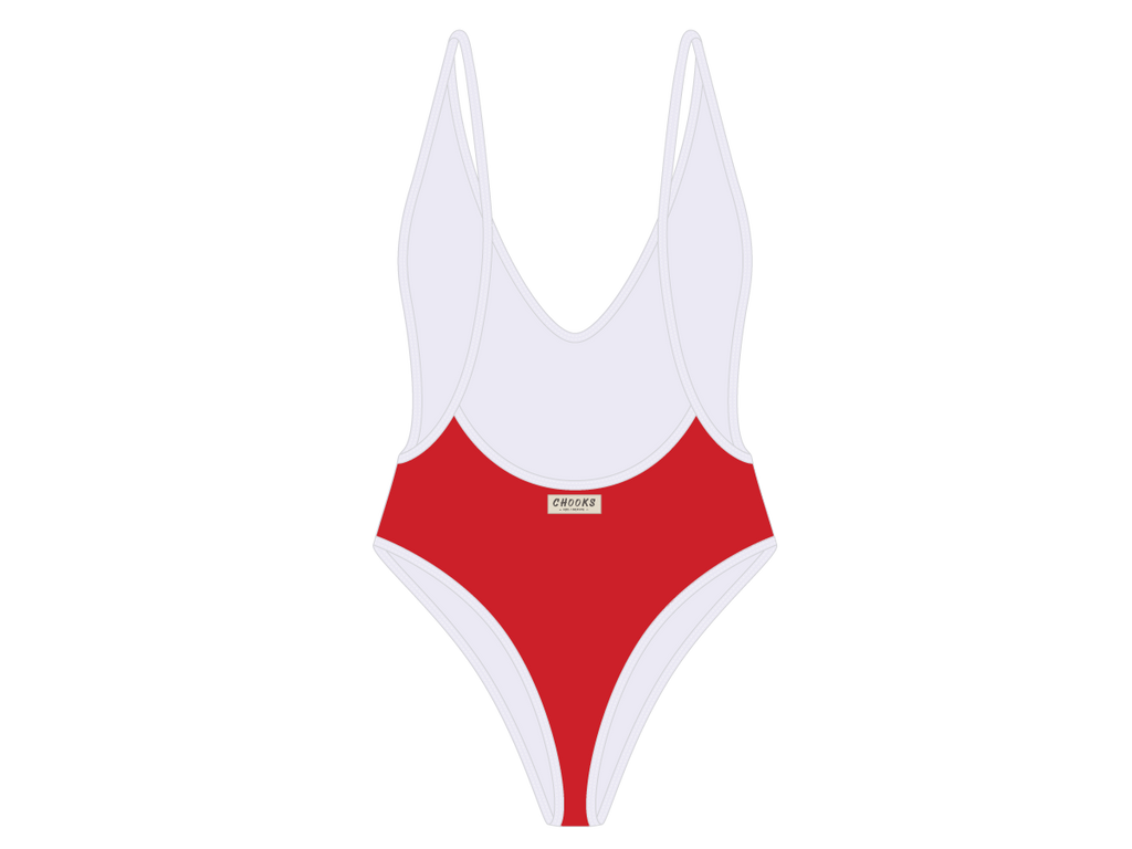 Bay Red Retro One Piece Boutine La 5359