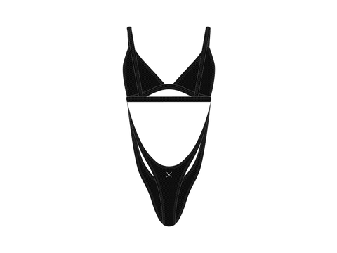 Black Drift One Piece Honeycomb Fabric Boutine La 5767